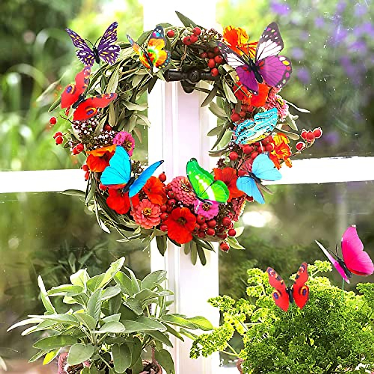150 Pcs Butterfly Decoration Stakes Waterproof 3D Garden Butterfly Ornaments for Indoor/Outdoor Christmas Yard Decor