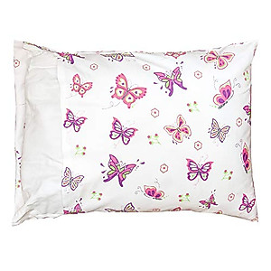 BB MY BEST BUDDY Toddler Kids Pillowcase for Boys and Girls - Butterfly/Butterflies 13 x 18 - shrinks to fit - 100% Cotton - Naturally Hypoallergenic and Soft - Designed in USA - Machine Washable