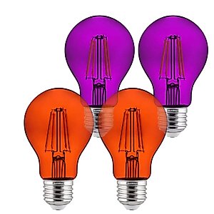 Sunlite 41522 LED Halloween Value Pack 4.5 Watt (60W Equivalant), 120 Volt E26 Medium Base, Dimmable, UL Listed, Orange and Purple 4 Pack