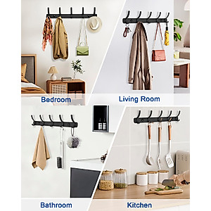 DECLUTTR 2 Pack Coat Rack Wall Mount, 5 Heavy Duty Wall Hooks for Hanging, Metal Wall Mounted Towel Rack Hat Rack for Mudroom Bathroom Entryway, Black