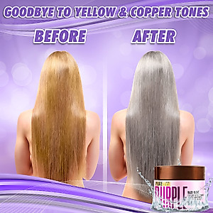 PURE NATURE LUX SPA Purple Hair Mask for Bleached and Blonde Hair - Deep Conditioning Treatment for Women to Remove Yellow Highlights and Repair Dry, Damaged Hair - Hydrate Colored Hair
