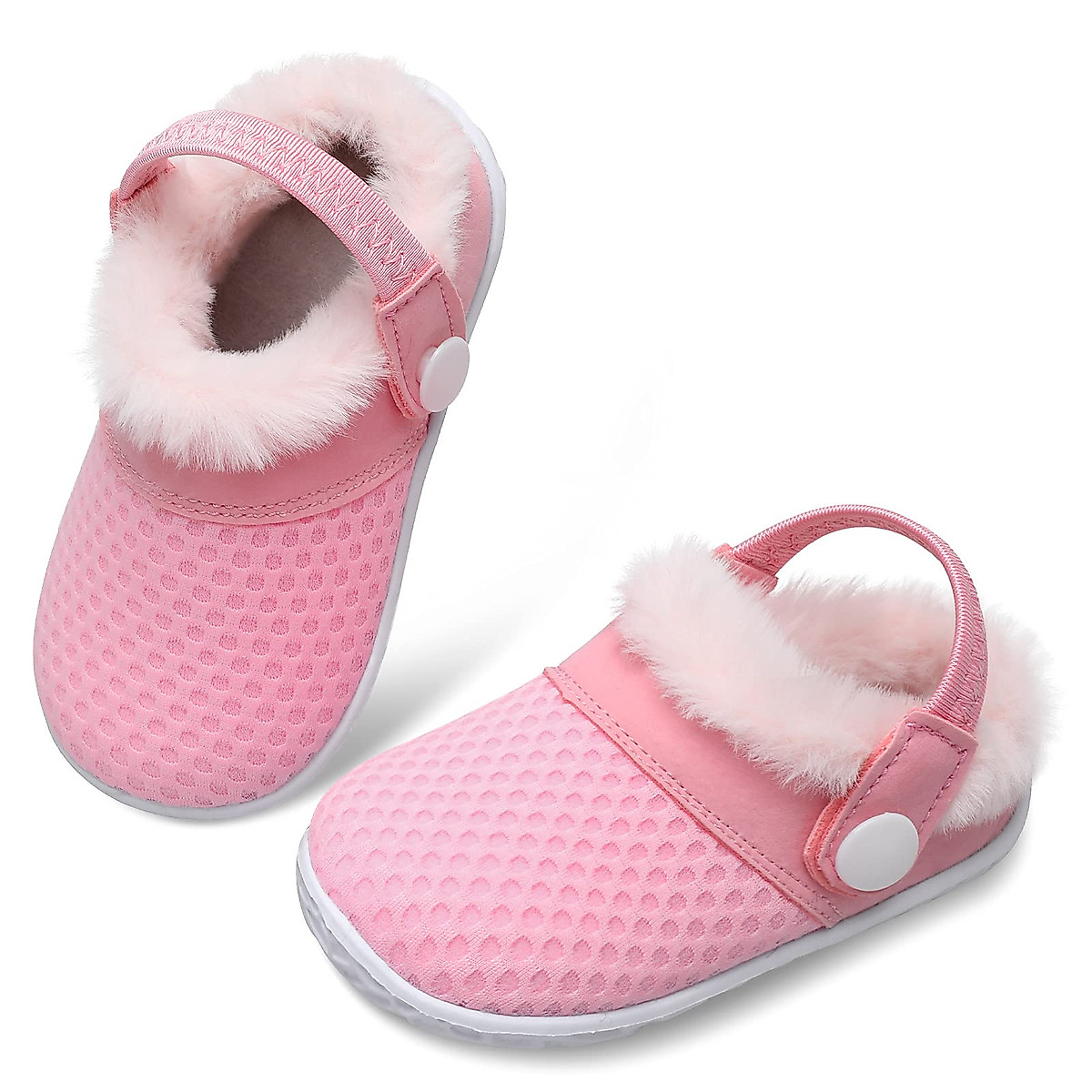 JOINFREE Baby Boys Girls Rubber Sole Indoor Outdoor House Slippers Lightweight Shoes Pink 18-24 Months