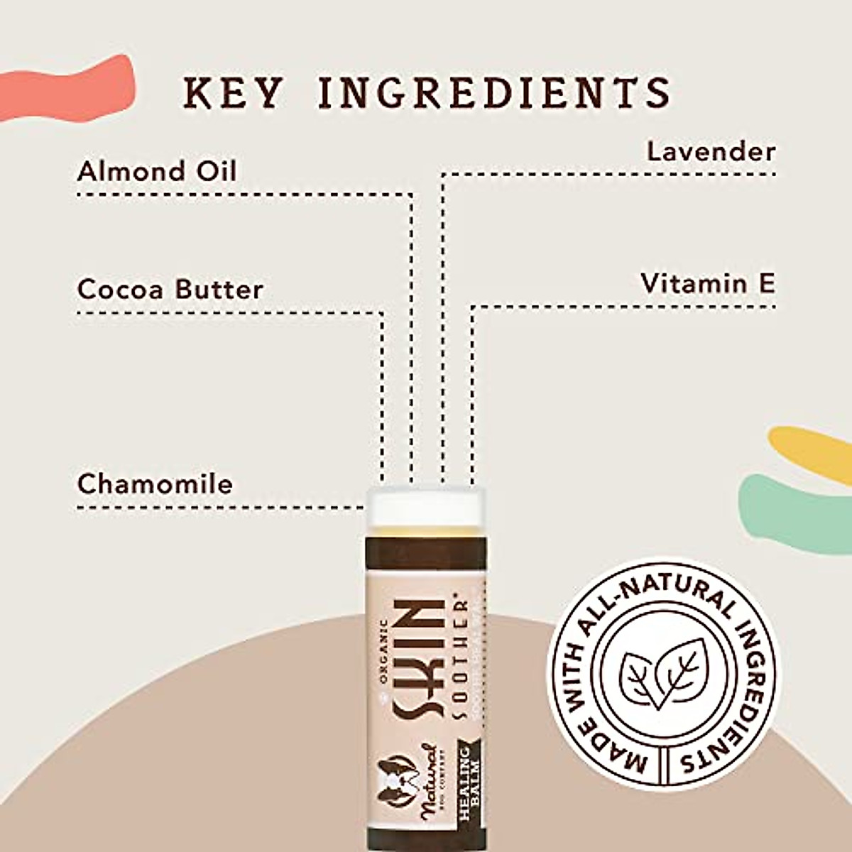 Natural Dog Company Skin Soother Trial Stick (0.15oz) | Travel-Size All-Natural Balm | with Almond Oil, Cocoa Butter, and Vitamins C and E | Moisturize Dry and Itchy Skin, Treat Wounds and Allergies