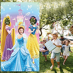 Princess Photo Door Banner Princess Face Photography Fabric Banner Backdrop Princess Birthday Party Decorations Kids Party Game Photo Background