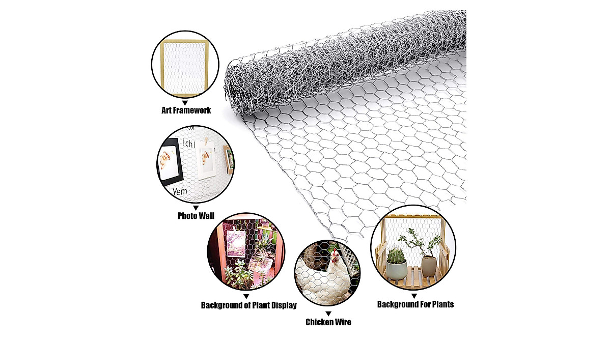 BSTWM Chicken Wire Net 16.9in x 50ft for Crafts & Gardening