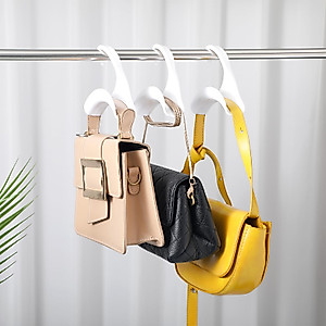 Maitys 18 Pcs Purse Hanger Hook Acrylic Bag Hanger Handbag Tote Bag Rack Holder Closet Organizer Storage for Backpacks Tote Holder Over The Closet Rod Hanger for Storing Handbags Satchels (White)