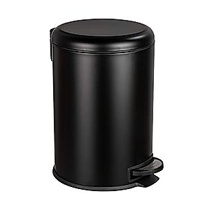 WENKO Black, Trash Can with Lid and Pedal, Garbage Bin for Kitchen with Removable Inner Bucket, Easy Close, Steel, Matt, 5.28 Gal, 12 x 17.32 x 14.76