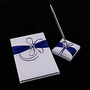 KODORIA Wedding Guest Book with Matching Pen Holder and Pen Signature Book with Pen for Wedding Reception - Blue