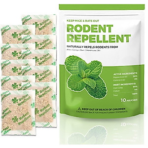 Mice Repellent for House 10 Pouches，Peppermint Oil to Repel Mice and Rats, Plant-Based Mice Repellent for House Squirrel Repellent Rodent Deterrent for Indoor Use