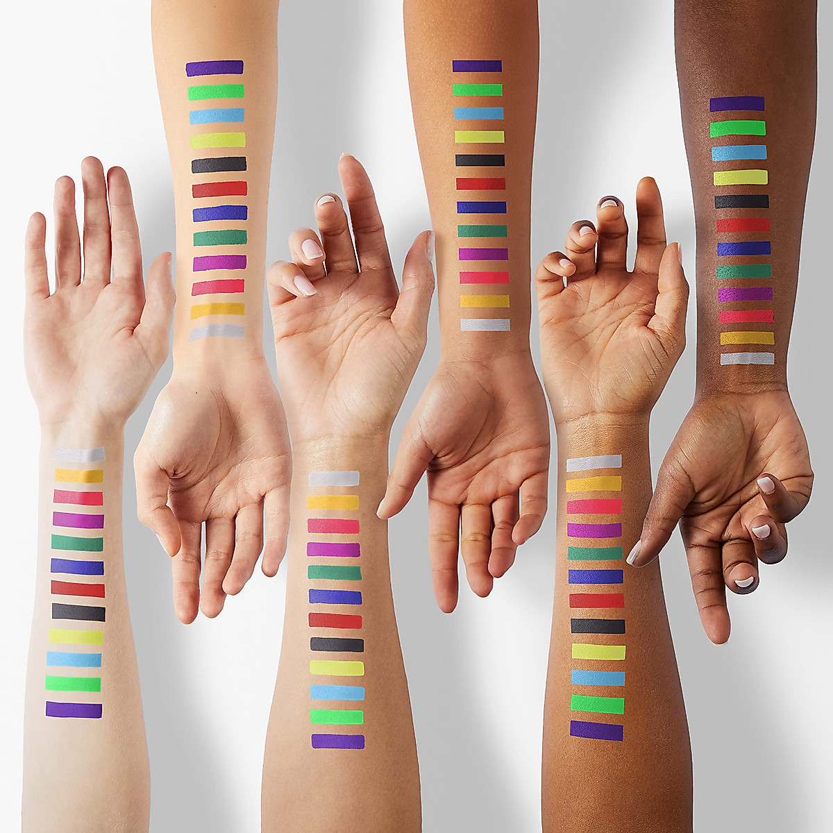 Go Ho 16 Colors Water Activated Eyeliner Palette,Highly Pigmented Bright Vibrant Fluorescent Rainbow Colorful Face and Body Paint Makeup,Matte and UV Paint Graphic Eyeliner,With Eyeliner Brush