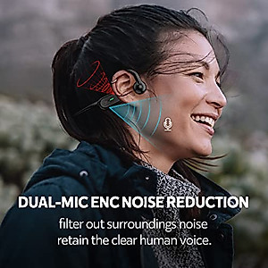 iqua Bone Conduction Earbuds, Open Ear Headphones Sports Bluetooth Earbuds, Bluetooth Headphones with Built-in Mic 2 in 1 Headset,IP56 Waterproof Headphones for Workouts Running Bicycling Hiking