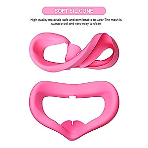 MODJUEGO VR Adjustable Head Strap for Oculus Quest 2 Accessories with Silicone Touch Controller Grip Cover,Barbie Pink 6 in1 VR Shell Protector Cover & VR Face Cover Replacement Set