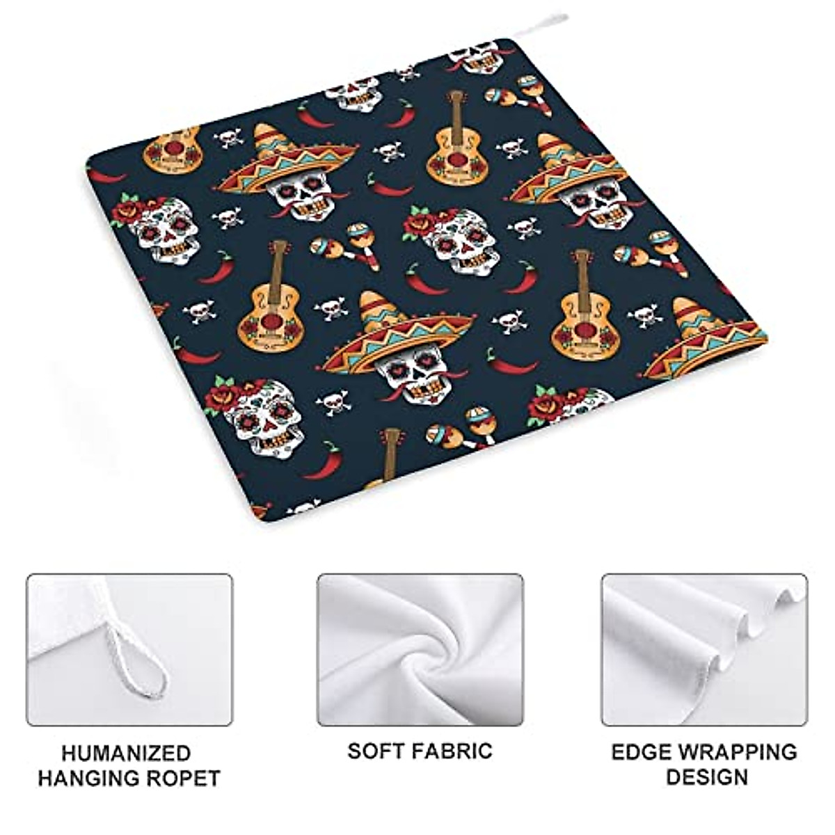 Lurnise Hand Towel Guitar Skull Hand Towels Dish Towel Lanyard Design for Bathroom Kitchen Sports