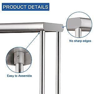 HARDURA Stainless Steel Overshelf 12X72 Inches, NSF Commercial Double Shelf for Prep Work Table in Restaurant, Home and Kitchen