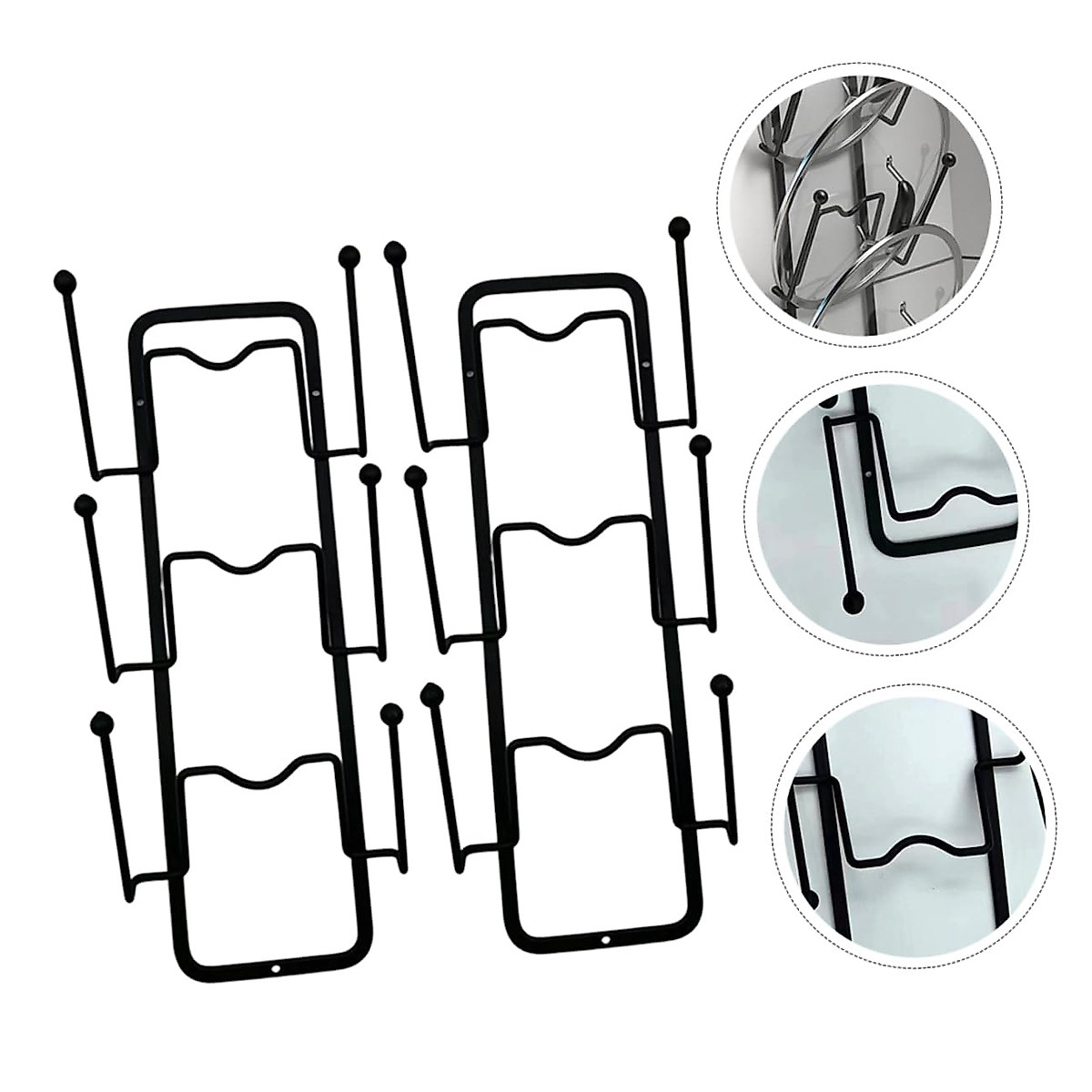 DECHOUS 4 Pcs Three Layer Pot Lid Hanging Decor Wall Bracket Wall Hooks Decorative Pan Lid Organizer Saucepan Lid Holder Kitchen Towel Hanger Reusable Pot Lid Holder Pot Rack