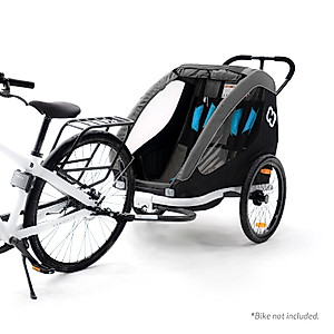 Hamax Traveller Two Seat Bike Trailer + Stroller (Black/Blue)