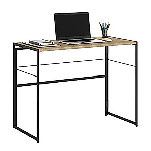 Furinno Riau No Tool/No Assembly/Folding Metal Frame Computer Desk, Sonoma Oak/Black