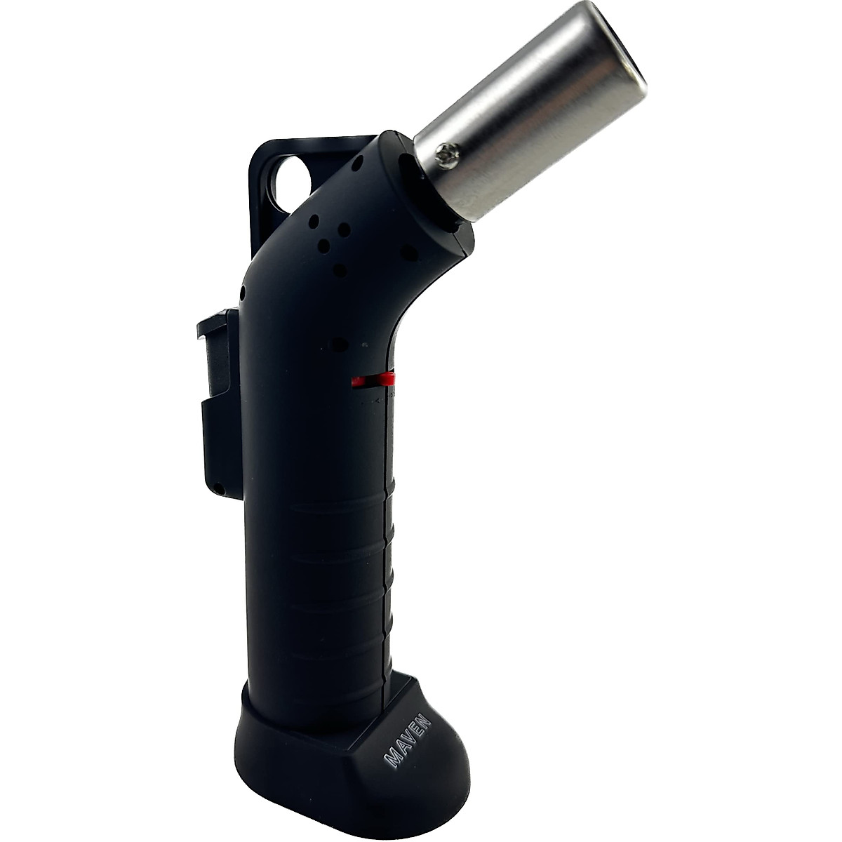 Space King powerful single jet angled flame torch lighter - Smooth Finish - Premium Quality - Adjustable Flame & Lock Function - Perfect for Kitchen, BBQ, Outdoors, Travel, Garage, and more (Black)