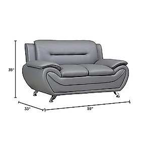 Kingway Furniture Ashely Faux Leather Living Room Loveseat - Gray
