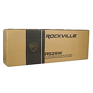 ROCKVILLE Pair RS29W 29" Steel Bookshelf Speaker/Studio Monitor Stands-White V2