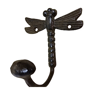 Rustic Brown Cast Iron Dragonfly Towel Bar 24" with Hardware