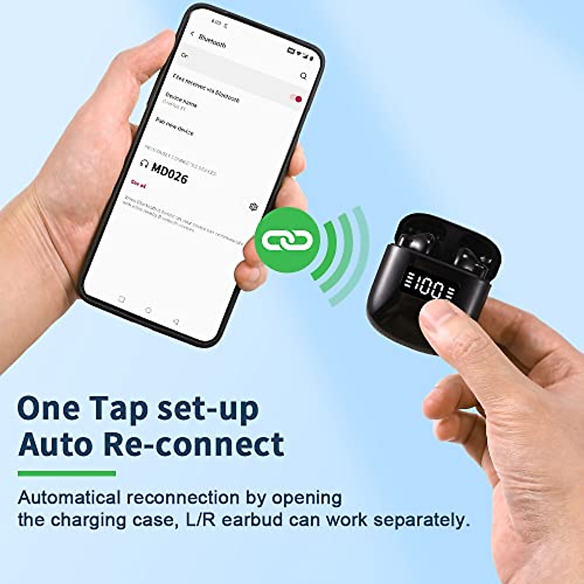 Wireless Earbuds, Bluetoth Earbuds Bluetooth 5.3 Headphones with 4 Mic, 2023 ear buds wireless Headphones, HiFi Stereo Noise Cancelling Bluetooth Earphones, LED Display, 25H Playtime for Sport Black