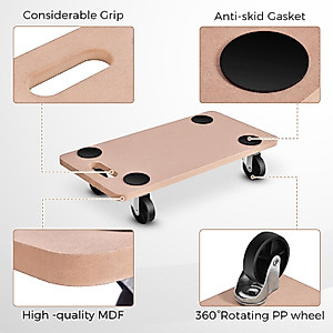 ERGOMASTER Furniture Moving Dolly with 4 Wheels, Moving Dolly Heavy Duty Wood Rolling Securely Holds 500 Lbs, Multifunctional Mover Carrier for Couch Washing Machine Fridge (Set of 2, 23" x11.5")