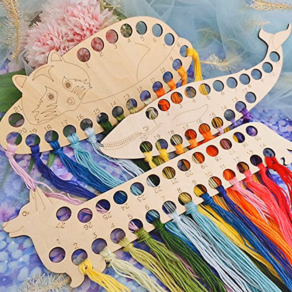 3Pcs Floss Organizer Embroidery Shelf, Cute Animal Shape Embroidery Floss Organizer,Thread Organizers for Cross Stitch Embroidery Thread Holder