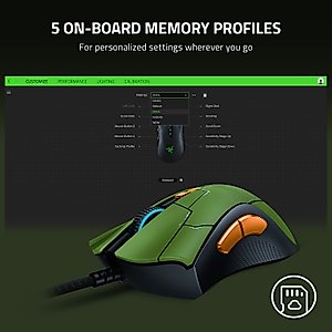 Razer DeathAdder V2 Gaming Mouse: 20K DPI Optical Sensor - Fastest Gaming Mouse Switch - Chroma RGB Lighting - 8 Programmable Buttons - Ergonomic Shape - Halo Infinite Edition