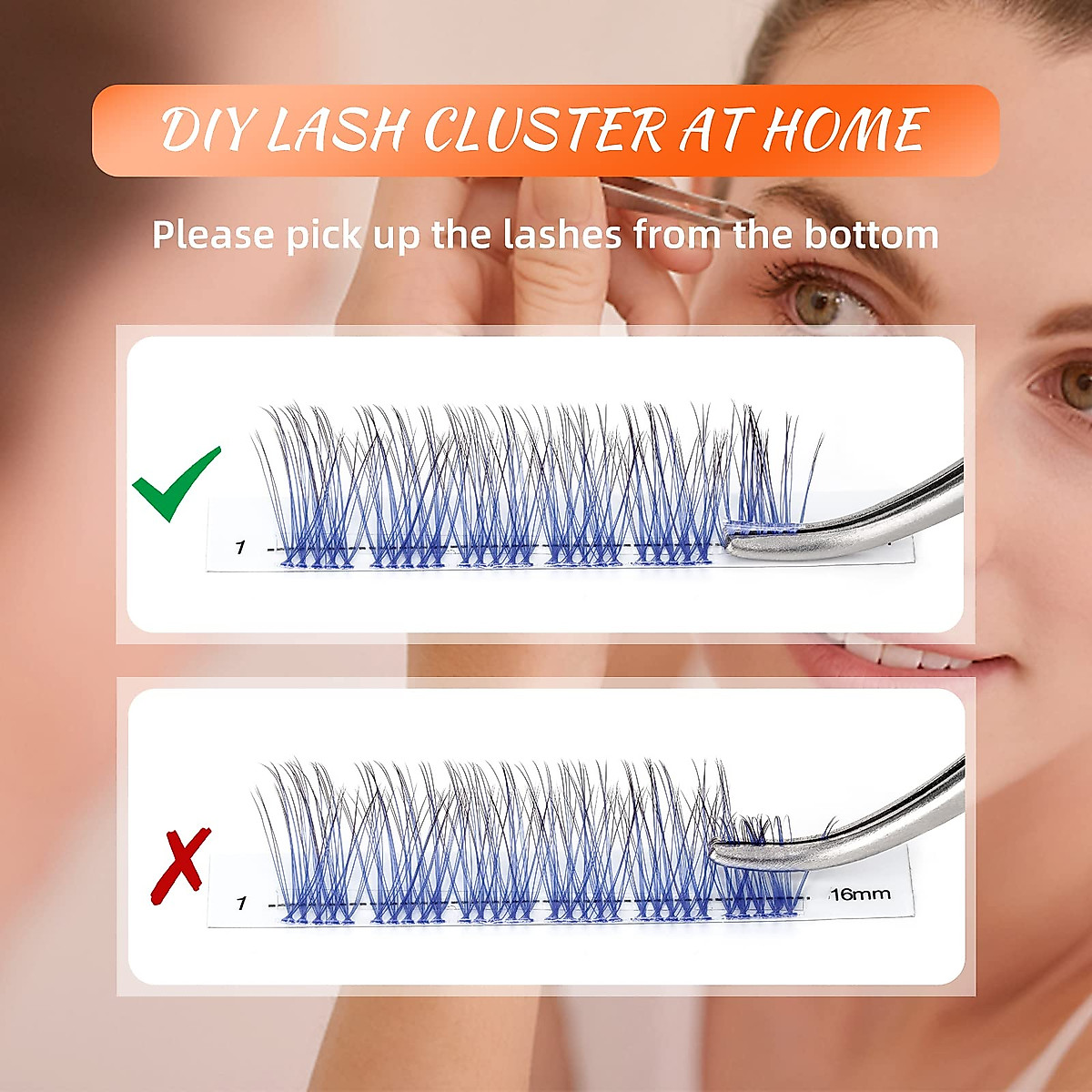 Cluster Lashes, Crislashes Lash Clusters 13 Rows Soft, DIY Eyelash Extensions, 78 PCS Resuable Cluster Eyelash Extensions at Home (F16 Mix 8-16mm-Brown)