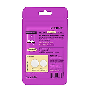 AVARELLE Spot Pimple Patches for Face | ZitOut Good Night Acne Patches | FSA HSA Acne Treatment Hydrocolloid Acne Patches | Hydrocolloid Bandages for Acne with Tea Tree Oil | Acne Spot Treatment