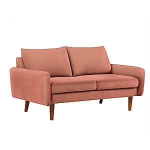 Container Furniture Direct Kent Velvet Loveseat Sofa for Modern Living Rooms and Compact Spaces, Comfy 2 Seater Couch Studio Apartment Furniture with Sleek Design, Rose