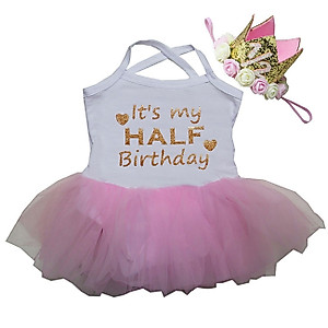 Kirei Sui Baby Tulle Tutu Bodysuit 1/2 Crown Headband M White Pink