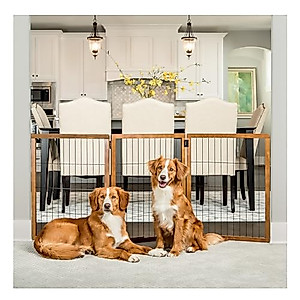 Carlson Pet Products Design Paw Extra Tall 62-Inch Super Wide 3 Panel Premium Wooden Pet Gate,Brown