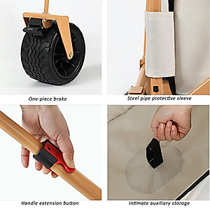 ASSYA Portable Utility Foldable Trolley Cart Collapsible Wagon with All-Terrain Wheels and Table Board Outdoor Garden Cart for Camping, Shopping, Fishing,White