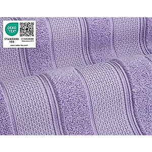 American Soft Linen Salem Bath Towel Set, 6 Piece Towels for Bathroom, 100% Turkish Combed Zero Twist Cotton, 2 Bath Towels 2 Hand Towels 2 Washcloths, Lilac