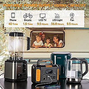 Portable Power Station for Home Use,595Wh Outdoor Generators 110V/600W (1000W Surge) AC Outlets Solar Generator (Solar Panel Not Included) & LED Flashlight for Camping Blackout Travel Hunting