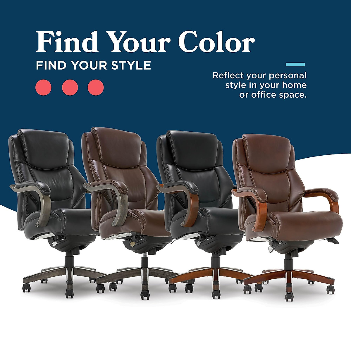 La-Z-Boy Delano Big & Tall Executive Office Chair | High Back Ergonomic Lumbar Support, Bonded Leather, Brown | 45833 model