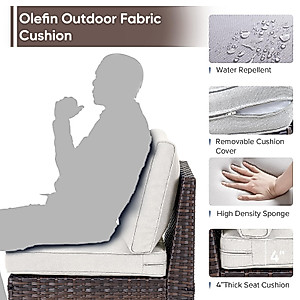 HUMMUH 8 Pieces Patio Furniture,Outdoor Modular Sectional Couch Swivel Rocking Chairs with Ottomans,All Weather PE Wicker Patio Conversation Sets for Garden Porch Backyard