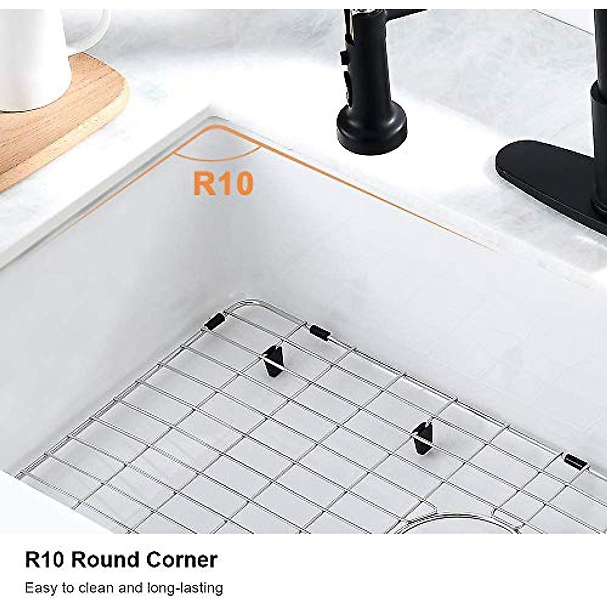 33 Inch White Farmhouse Sink-Hovheir 33x21 Fireclay Farmhouse Kitchen Sink Handcrafted Apron Front Farmhouse Sink Single Bowl Farm Sink White Farmers Sink Extra Deep Wide Curved Front Rustic Sink