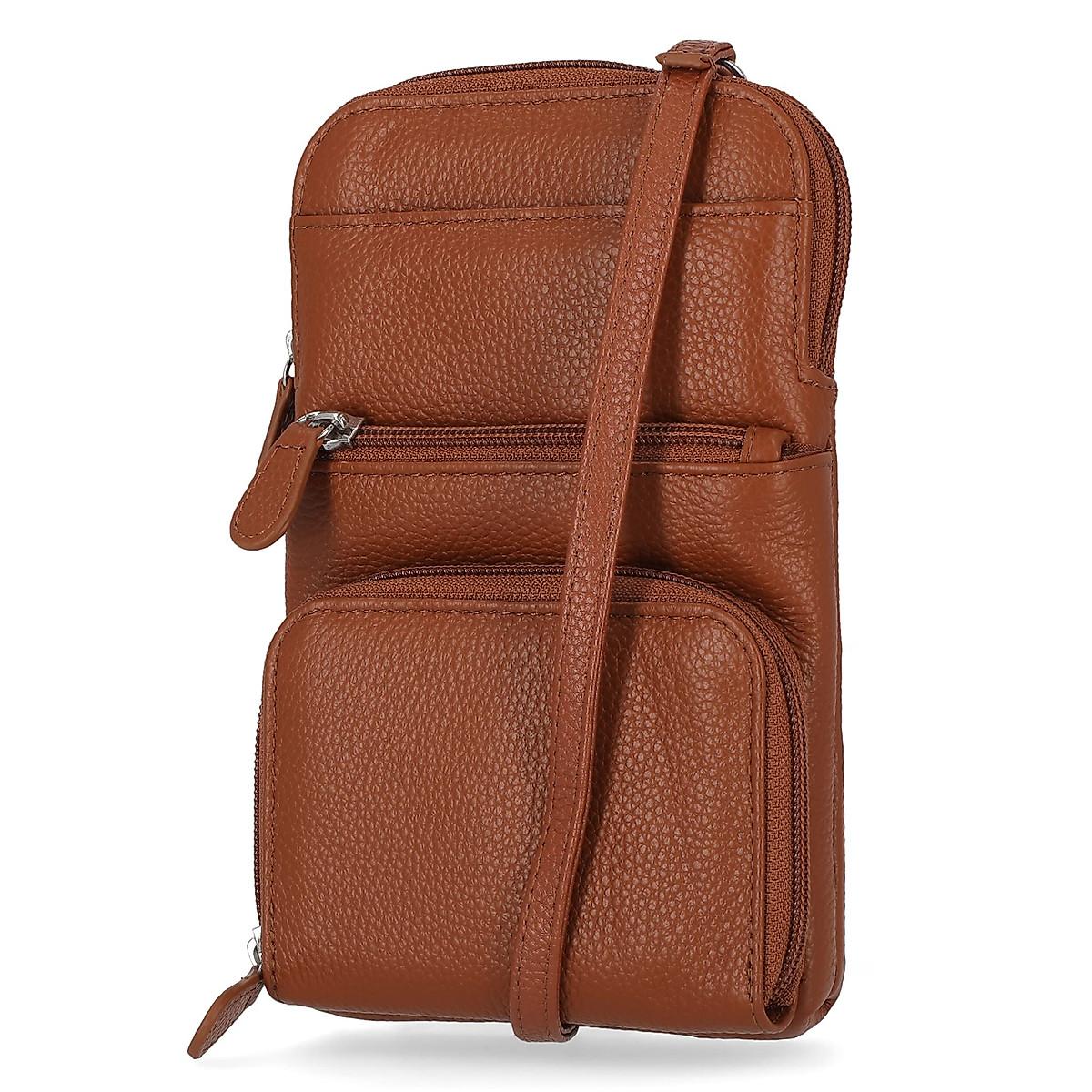 Mundi Miracle Womens Cell Phone Purse Wallet RFID Crossbody Bag, Cognac
