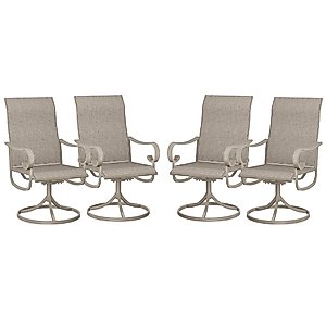 VICLLAX Patio Swivel Dining Chairs Set of 4, Outdoor furnitures Breathable Fabric with Curved Arms for Lawn Deck, Sandshell Frame
