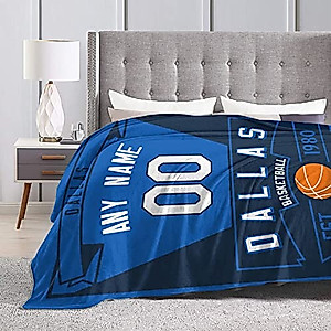 Custom Throw Blankets for Bed Personalized Basketball City Fans Gift Winter Summer Fleece Blanket Name and Number, 30"x40", 50"x60"