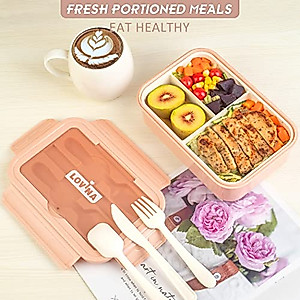Bento Box Adult Lunch Box, 37OZ Bento box for Adults Kids With Ice Pack 6 Liter Insulated Lunch Bag Set, With Built-in Utensils, Leakproof, Durable, BPA-Free and Food-Safe Materials(Pink)