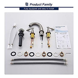 HOMELODY Widespread Bathroom Faucet 8 Inch Lavatory Faucet 2 Handle with Pop Up Drain and Supply Hose, Brushed Nickel