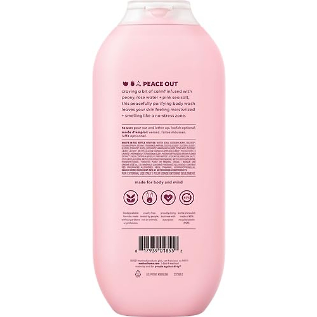 Method Body Wash, Pure Peace, Paraben and Phthalate Free, 18 oz (Pack of 1)
