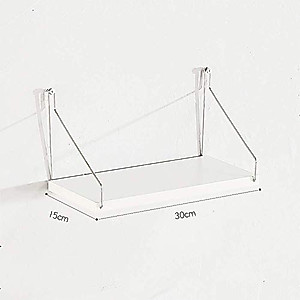 PIBM Stylish Simplicity Shelf Wall Mounted Floating Rack Shelves Metal Bracket Solid Wood Cd Rack Bookshelf Display Stand Bedroom Flower Shop Coffee Shop,4 Sizes, White , 60x15cm