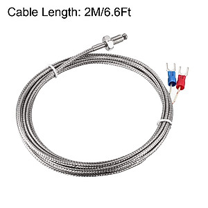 uxcell K-Type Thermocouple Temperature Sensors M6 Thread Probe with 2M/6.6Ft Wire 3pcs