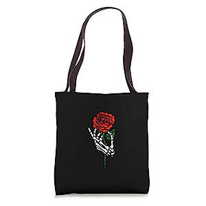 Skeleton Hand Holding Rose, Traditional Tattoo Gifts Black Tote Bag