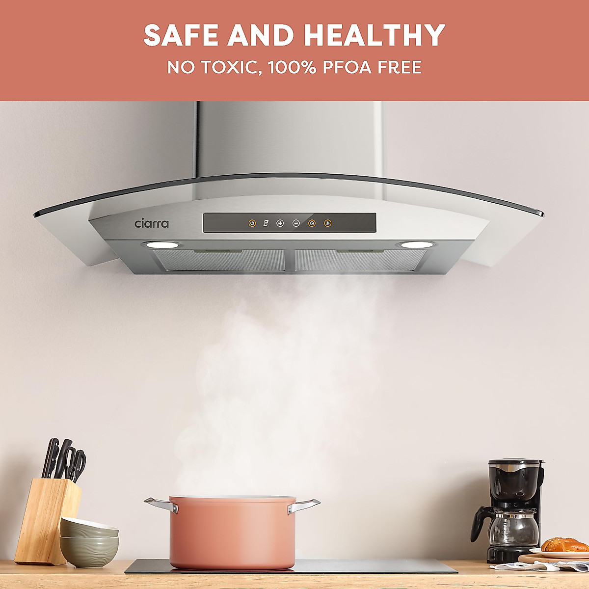 CIARRA Nonstick Dutch Oven with Lid, 6.2 QT Ceramic Dutch Oven with Dual Handles, Non Toxic, PTFE & PFOA Free, Oven Safe & Compatible with All Stovetops, Orange